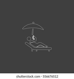 Relax Under Umbrella On Lounger Outline: vector de stock (libre de ...