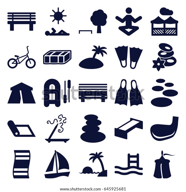 Relaxation Icons Set Set 25 Relaxation 스톡 벡터(로열티 프리) 645925681