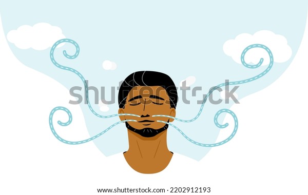 Relaxed Man Breathing Fresh Air On Stock Vector (Royalty Free ...