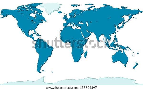 Relief Map World Each Continent Located Stock Vector (Royalty Free ...
