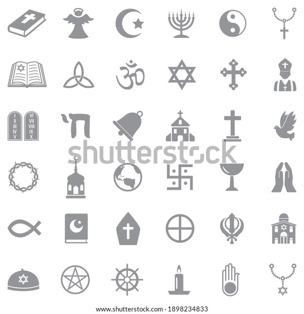 Religion Icons Gray Flat Design Vector Stock Vector (Royalty Free ...