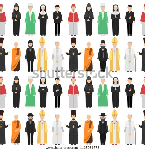 Religion People Characters Vector Group Different Stock Vector (Royalty ...