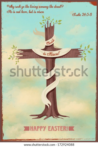 Religious Easter Poster Vintage Style Religious Stock Vector (Royalty ...