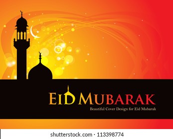 Religious Eid Background Beautiful Mosque Vector Stock Vector (Royalty ...
