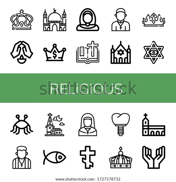 Religious Icon Set Collection Crown Prayer Stock Vector (Royalty Free ...
