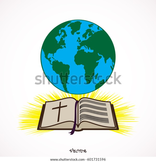 Religious logo symbolizes the Bible reading around the world. The image ...