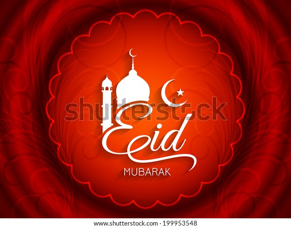 religious red color background with beautiful text design of Eid ...