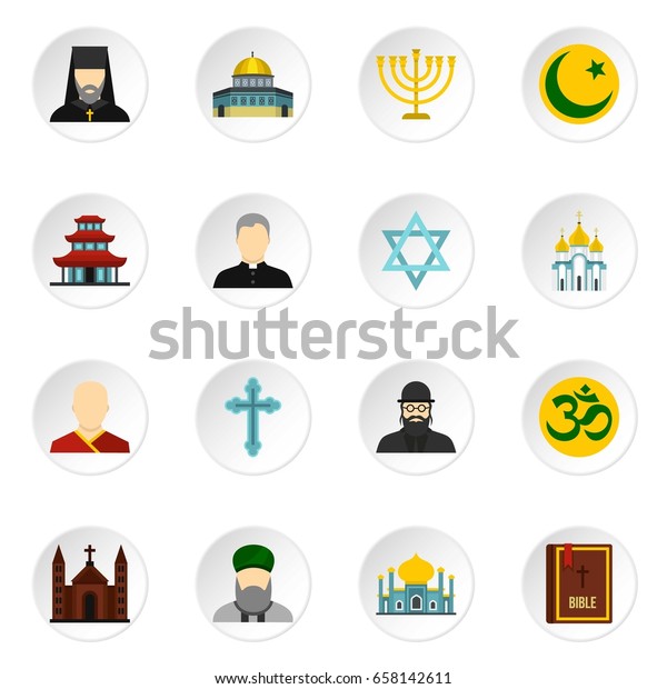 Religious Symbol Icons Set Flat Illustration Stock Vector (Royalty Free ...