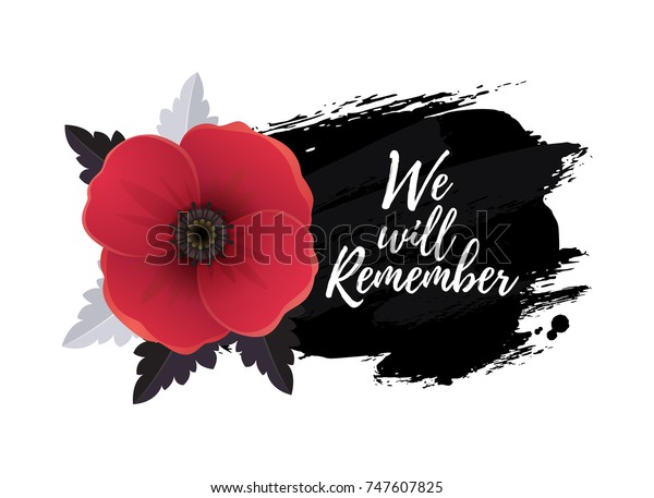 Remembrance Day Card We Will Remember Stock Vector (Royalty Free) 747607825
