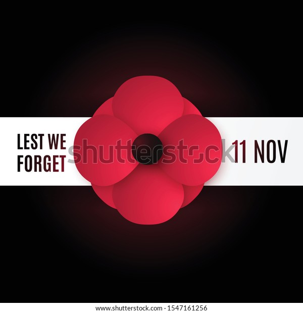 Remembrance Day Vector Banner Realistic Red Stock Vector (Royalty Free ...