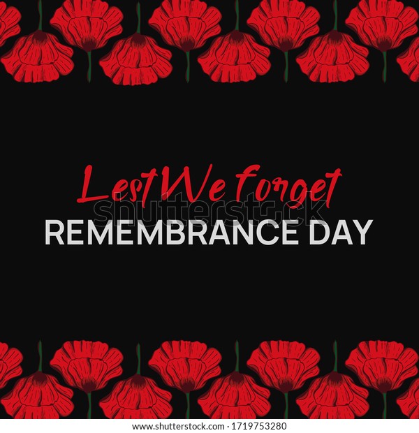 Remembrance Poppy Lest We Forget Concept Stock Vector (Royalty Free ...