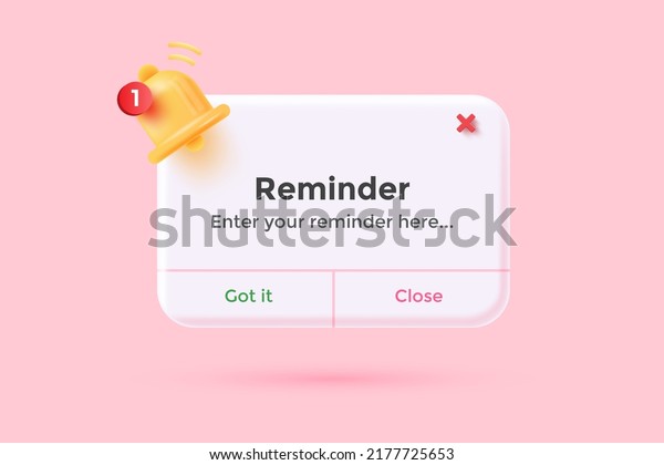 Reminder 3d Illustration Notifications Page Floating: เวกเตอร์สต็อก ...