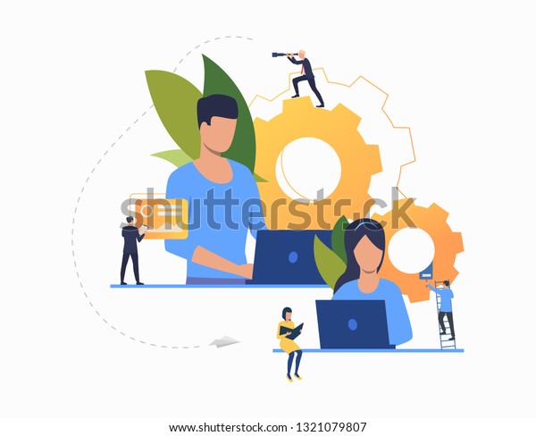 Remote Workplace Flat Icon Person Working Stock Vector (Royalty Free ...