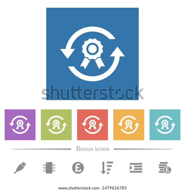 Renew Certificate Flat White Icons Square Stock Vector (Royalty Free ...