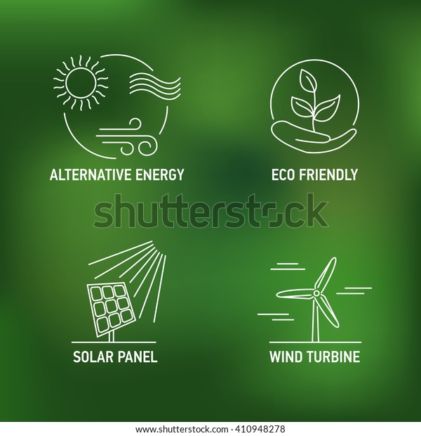 Renewable Alternative Energy Source Icon Set Stock Vector (Royalty Free ...