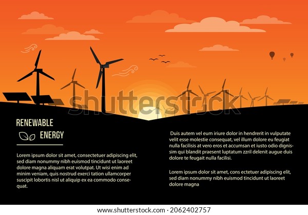 Renewable Energy Clean Environment Concept Silhouette Stock Vector ...