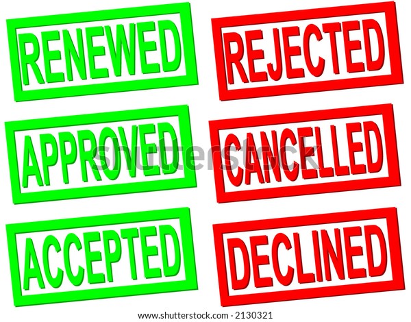 Renewed Approved Accepted Rejected Cancelled Declined Stock Vector ...