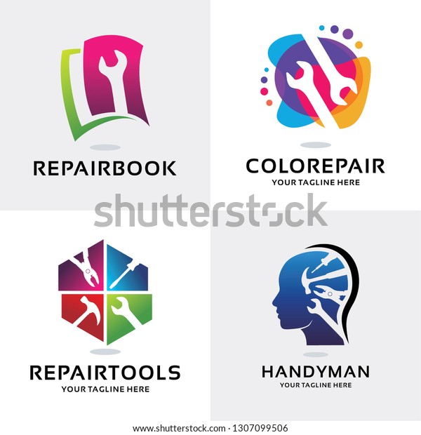 Repair Logo Set Design Template Collection Stock Vector (Royalty Free ...