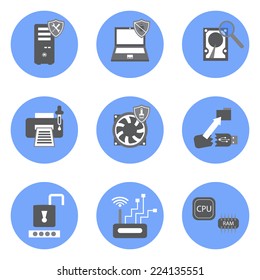 Repair Maintenance Computers Icons Stock Vector (Royalty Free) 224135551