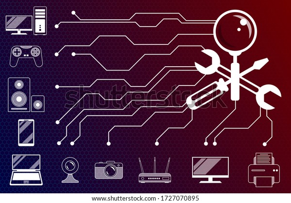 Repair Maintenance Digital Video Computer Equipment Stock Vector ...