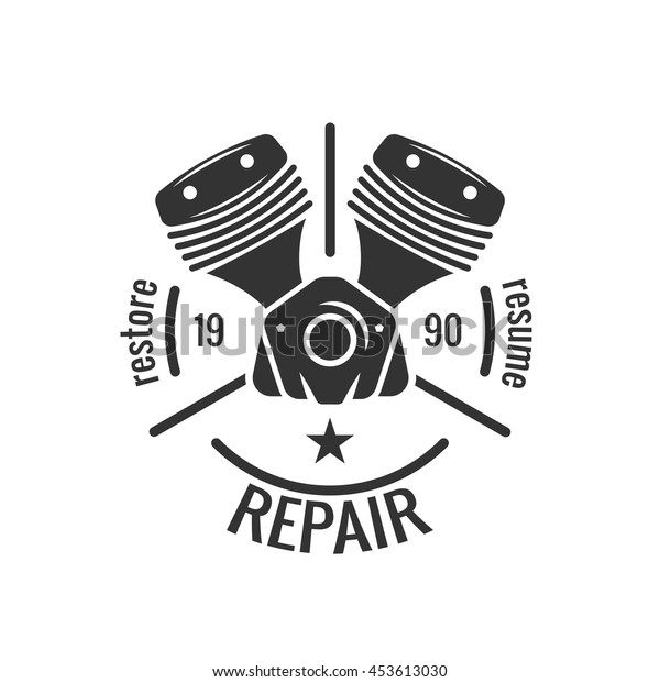 Repair Service Motorcycle Engine Logo Emblem Stock Vector (Royalty Free ...