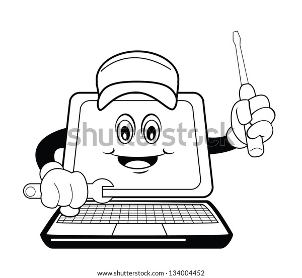 Repaired Computer Cartoon Stock Vector (Royalty Free) 134004452 ...
