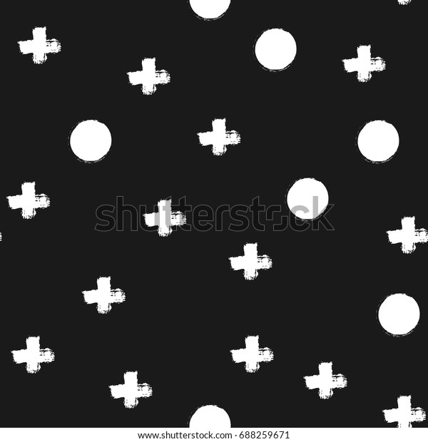 Repeated Crosses Circles Drawn Brush Seamless Stock Vector (Royalty ...
