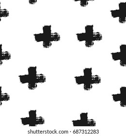 Repeated Crosses Painted Brush Seamless Pattern Stock Vector (Royalty ...
