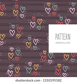 Repeated Hearts Drawn By Hand Cute Stock Vector (Royalty Free ...
