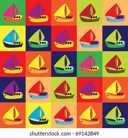 Repeated Pattern Cartoon Boats Stock Vector (Royalty Free) 69142849 ...