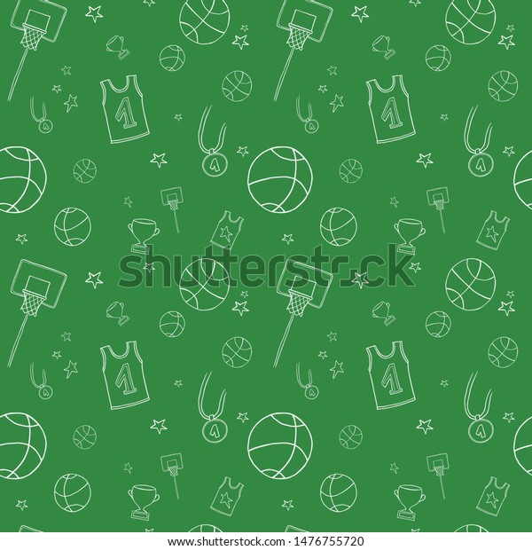 Repeating Basketball Pattern Included Icons Basketball Stock Vector ...