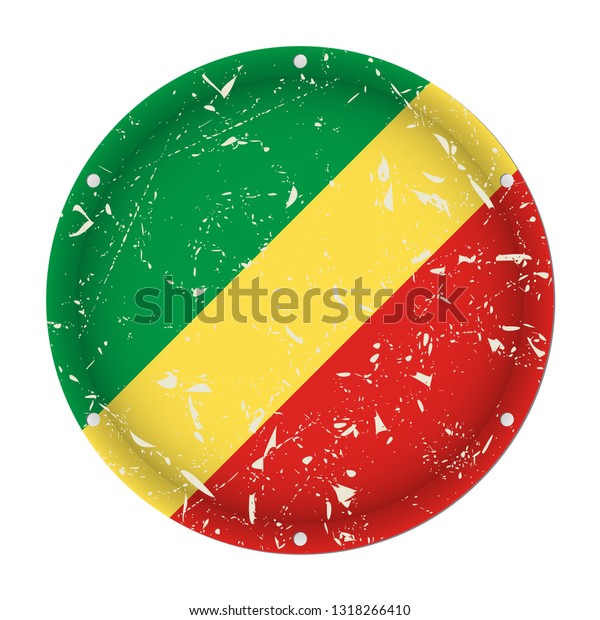 Republic Congo Round Metallic Scratched Flag Stock Vector (Royalty Free ...