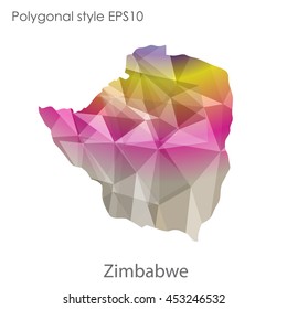 Republic Zimbabwe Map Geometric Polygonal Styleabstract Stock Vector ...