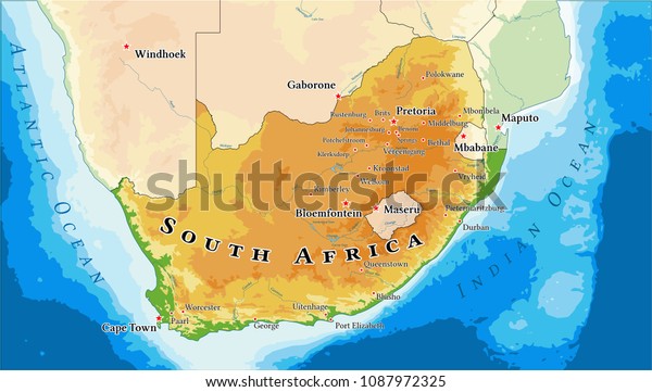 Repulic South Africa Physical Map Elements Stock Vector (Royalty Free ...