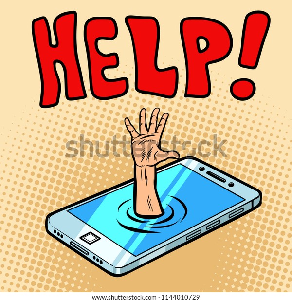 Rescue By Phone Helping Hand Comic Stock Vector (Royalty Free) 1144010729