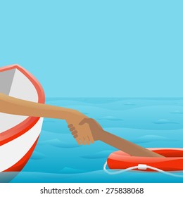 Rescue Drowning Vector Illustration Banners Card Stock Vector (Royalty ...