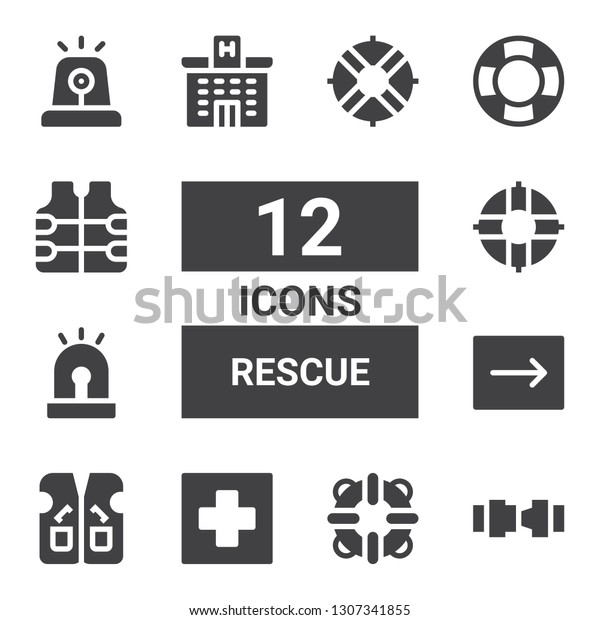 Rescue Icon Set Collection 12 Filled Stock Vector (Royalty Free ...