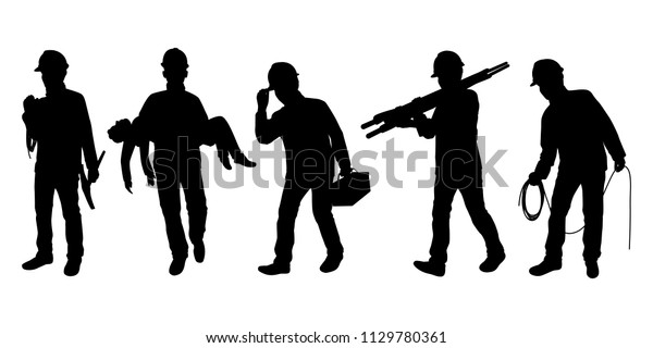 Rescue Man Equipment Silhouette Vector Stock Vector (Royalty Free ...