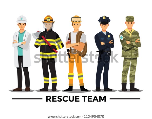 Rescue Team Vector Illustration Cartoon Character Stock Vector (Royalty ...