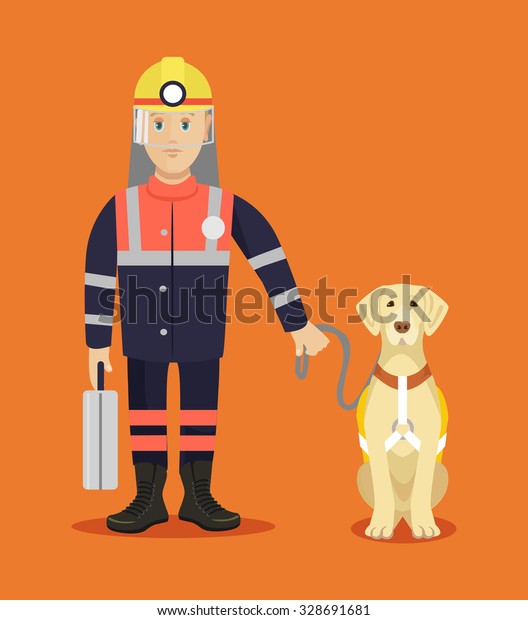 Rescuer Dog Vector Flat Illustration เวกเตอร์สต็อก (ปลอดค่าลิขสิทธิ์ ...