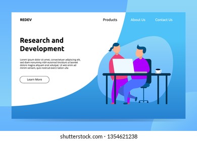 Research Development Banner Landing Page Illustration Stock Vector ...