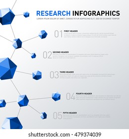 Research Infographics Concept Template Connected 3d Stock Vector ...