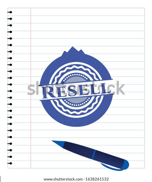 Resell Emblem Draw Pen Effect Blue Stock Vector (Royalty Free ...