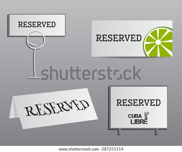 Reservation Sign Mock Template Summer Cocktail Stock Vector (Royalty ...