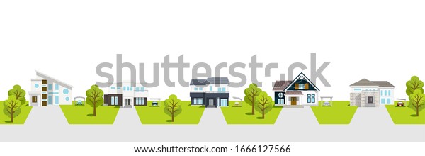 Residential Area Townscape White Background Stock Vector (Royalty Free ...