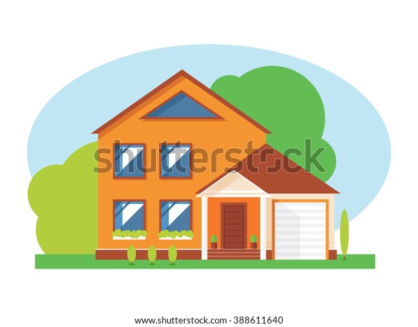 Residential House Vector Illustration Flat Style Stock Vector (Royalty ...