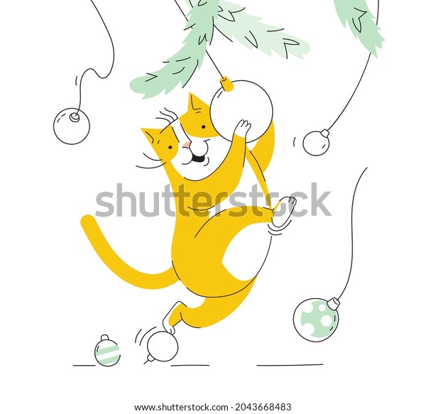 Respectable Cute Cat Character Celebrates New Stock Vector (Royalty ...