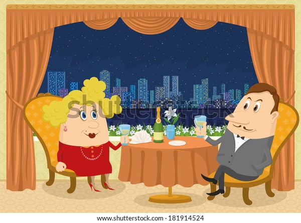 Respectable Gentleman Fat Lady Red Sitting Stock Vector (Royalty Free ...