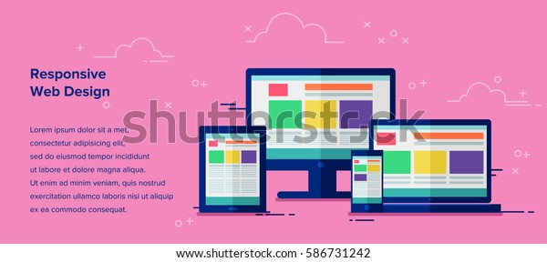 Responsive Web Design Banner Flat Style Stock Vector (Royalty Free ... Responsive Web Design Banner Flat Style Stock Vector (Royalty Free ...