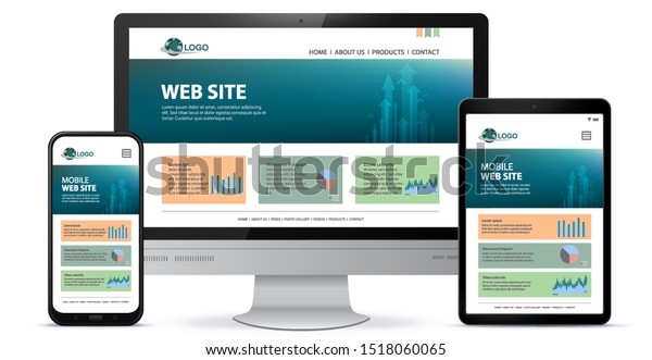 Responsive Website Design Desktop Computer Screen Stock Vector (Royalty ...